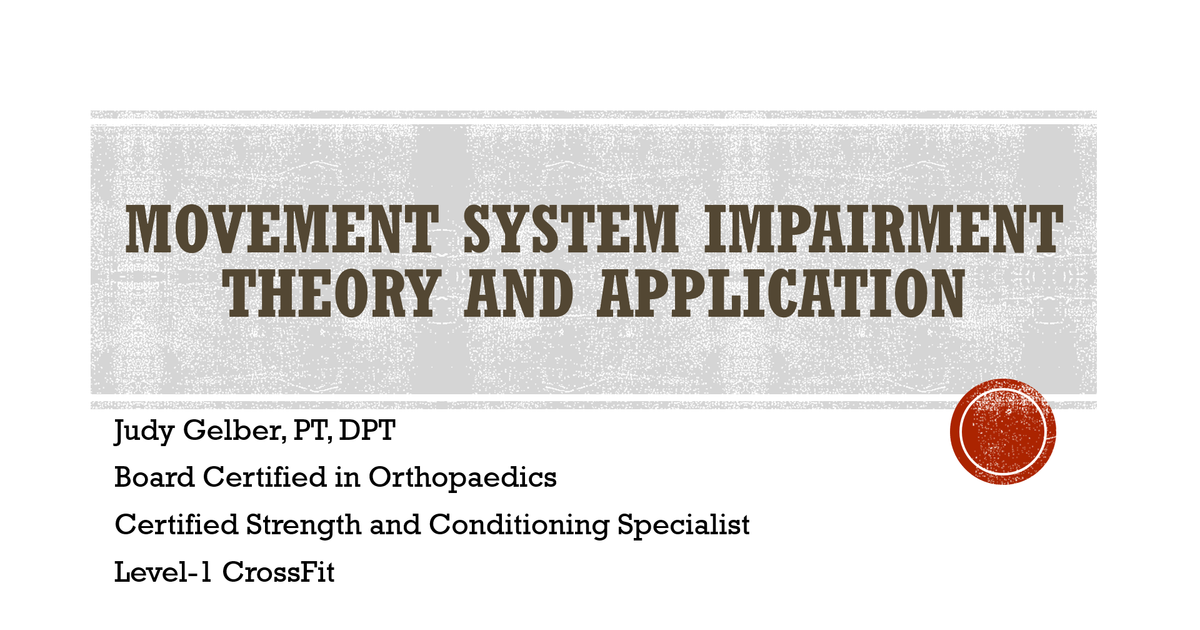 Movement System Impairment Basics